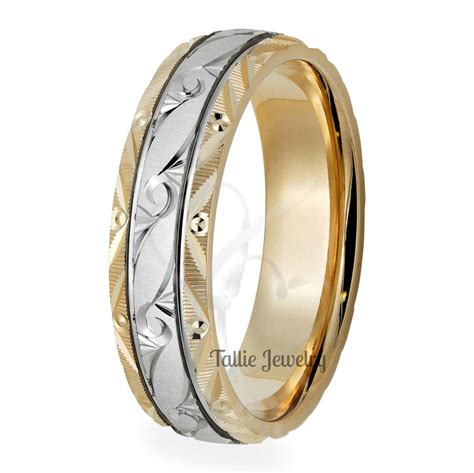 Hand Engraved Mens Wedding Band Hand Engraved Mens Wedding Ring Two