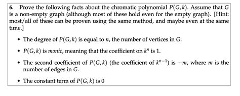 Solved Prove The Following Facts About The Chromatic Chegg Com