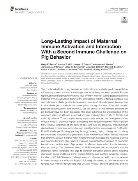 Pdf Long Lasting Impact Of Maternal Immune Activation And Interaction