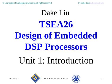 PDF TSEA26 Design Of Embedded DSP Processors Learn Firmware Kernel Design Basic Skills