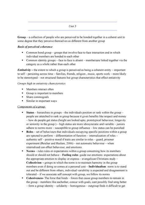 Unit 5 Notes Summary Of Complete Unti 5 From All Needed Resources