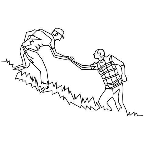 Helping People Single Continuous Line 14689808 Vector Art At Vecteezy
