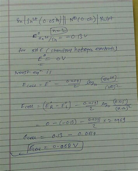 Q5 A Solve Any 1 4m 1 Write The Nernst Equation And Emf Of The