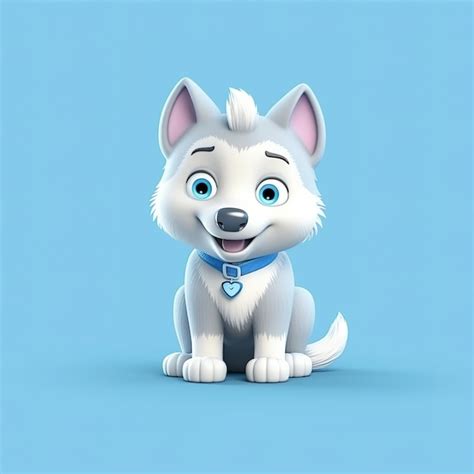 Premium Ai Image A Cartoon Dog With A Blue Collar And A Blue Heart On