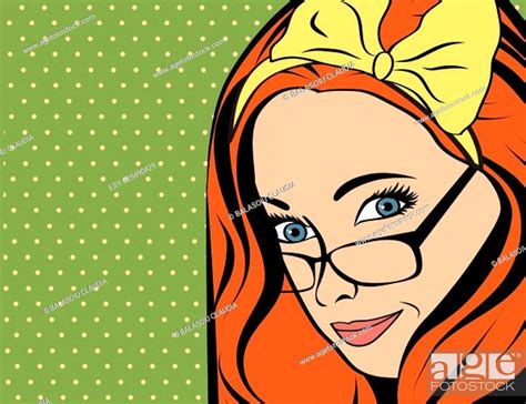 Pop Art Vector Illustration Of Girl With Red Hair Pop Art Girl Stock