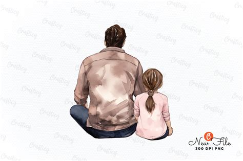 Father And Daughter Watercolor Clipart Graphic By Graftify · Creative