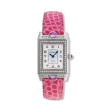 积家jaeger Lecoultre Reverso 翻转腕表系列 18k白金镶钻，镶嵌2颗红宝石 石英机芯 女表 Q2623402 小迈步