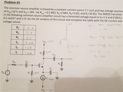Solved Problem 5 The Common Source Amplifier Is Biased By A