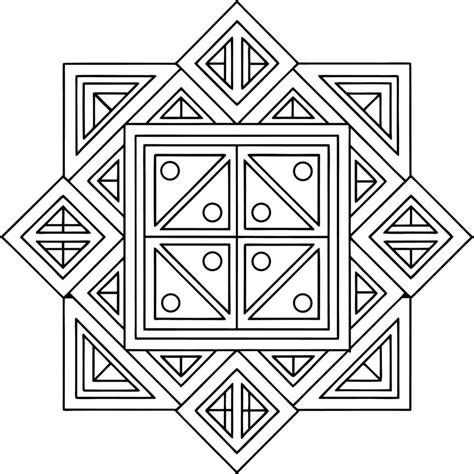Symmetrical Geometric Design Coloring Sheet With Circles And Squares