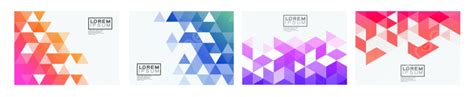 set of template with colorful gradient triangle pattern on each corner
