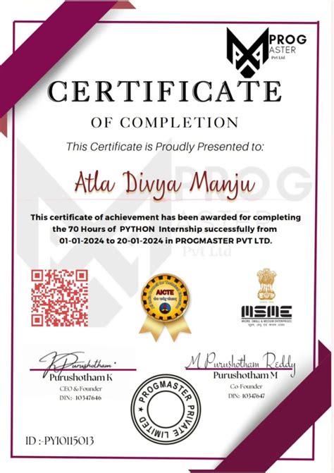 Divya Manju Atla On Linkedin Certificate Achievement