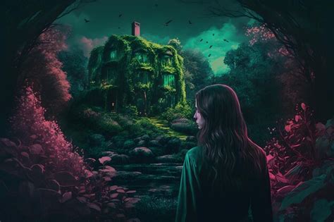 Premium AI Image A Girl Walks In A Fabulous Fantasy Garden Neural Network AI Generated