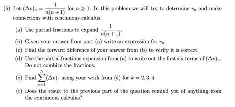Solved 6 Let Δv n n n 1 1 for n1 In this problem we Chegg com