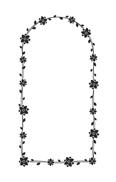 Floral Arch Vertical Frame Template Geometric Border With Vine And Hand Drawn Flower Pattern