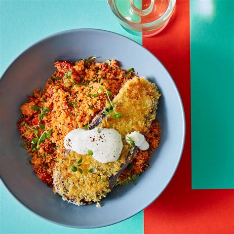Auberginen Schnitzel Mit Couscous Salat Rezept ESSEN UND TRINKEN