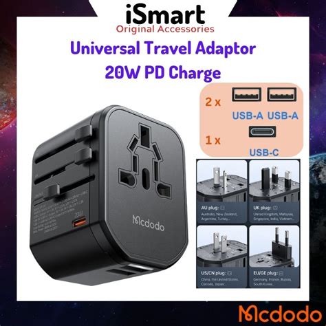 Mcdodo Universal Travel Adapter With W PD Travel Charger Adaptor With USB Port Type C Port