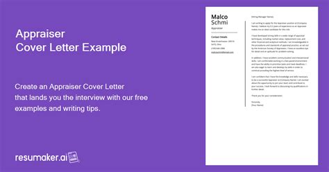 Appraiser Cover Letter Example For 2023 Skills And Templates