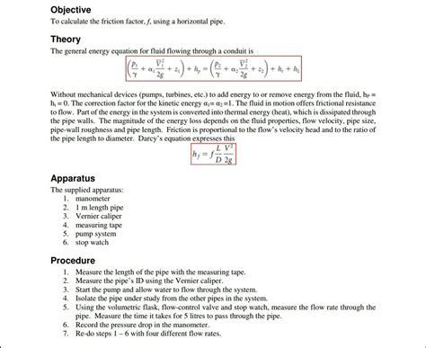 solved objective to calculate the friction factor f using