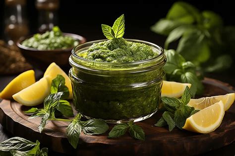 Premium Ai Image Glass Of Homemade Basil Pesto Sauce