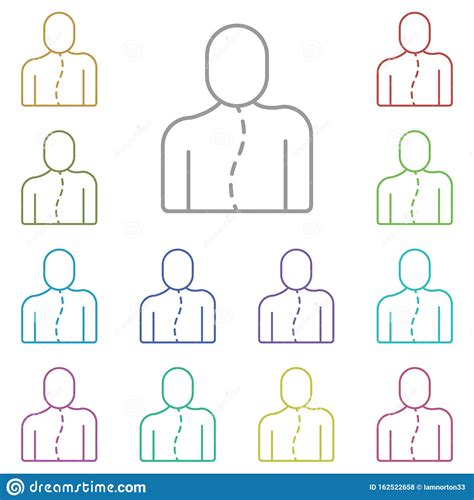 Spine Man Curve Pictogram Met Meerdere Kleuren Eenvoudige Dunne Lijn