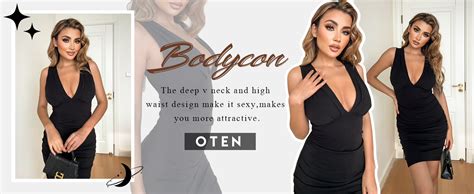 Oten Womens Deep V Neck Ruffle Sleeve Sheath Casual Cocktail Party Work