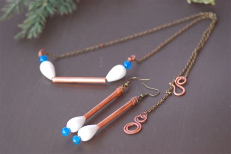 Copper Earrings Wire Wrapped Jewelry Rustic Jewelry Womens Etsy