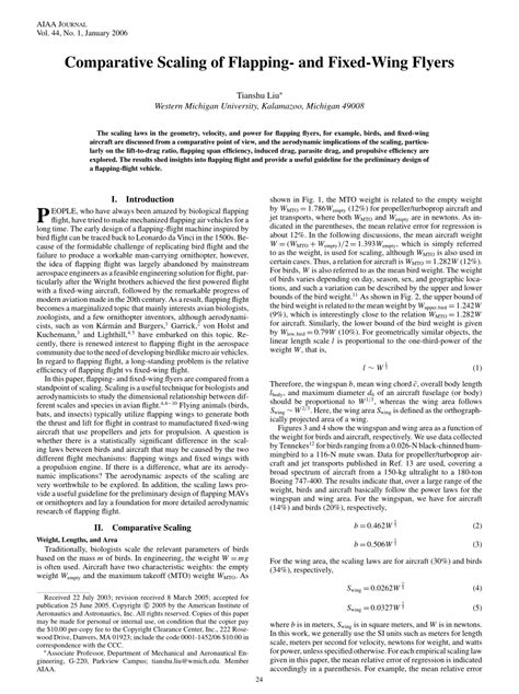 Pdf Comparative Scaling Of Flapping And Fixed Wing Flyers