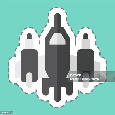 스티커 라인 컷 항공기 군사 상징과 관련이 있습니다 심플한 디자인 편집 가능 간단한 그림 가상현실에 대한 스톡 벡터 아트 및