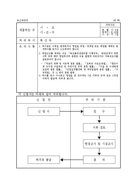 도축업 축산물가공업 집유업 축산물보관업 식육포장처리업 영업허가 신청서 비즈폼 샘플 양식 다운로드