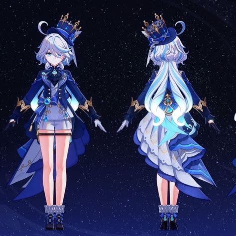 Three Different Views Of An Anime Character With Blue Hair And Long