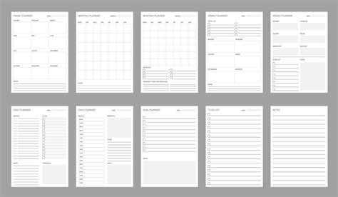 Premium Vector Time Organization Printable Planner Schedules Set