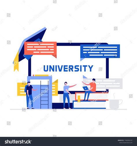 University Campus Vector Illustration Concept Students Stock Vector Royalty Free
