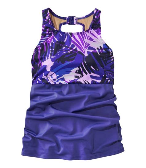 Womens Beansport Swimwear High Neck Tankini Colorblock Tops At Llbean