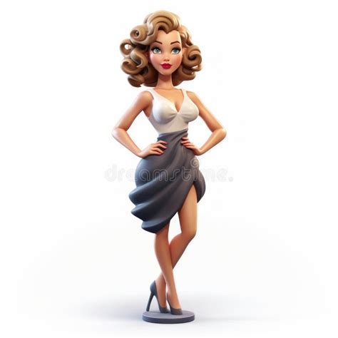 Whimsical 3d Model Of Marilyn Monroe In Pin Up Curls Hairstyle Stock