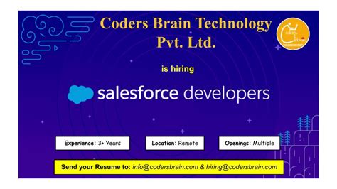 Codersbrain On Linkedin Salesforcedeveloper Urgent Opening Experience Location Remote
