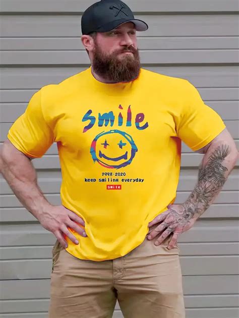 Plus Size Smile Print T Shirt Tees Men Casual Short Sleeve T Temu Ireland