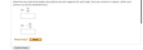 Solved Determine Two Coterminal Angles One Positive And One