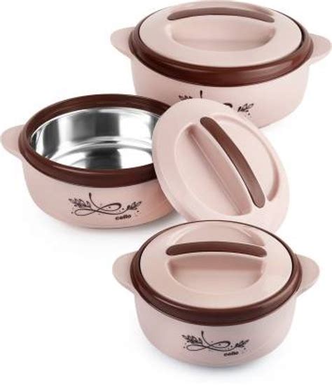 Cello Sapphire Pack Of 3 Thermoware Casserole Set 500 Ml 1000 Ml