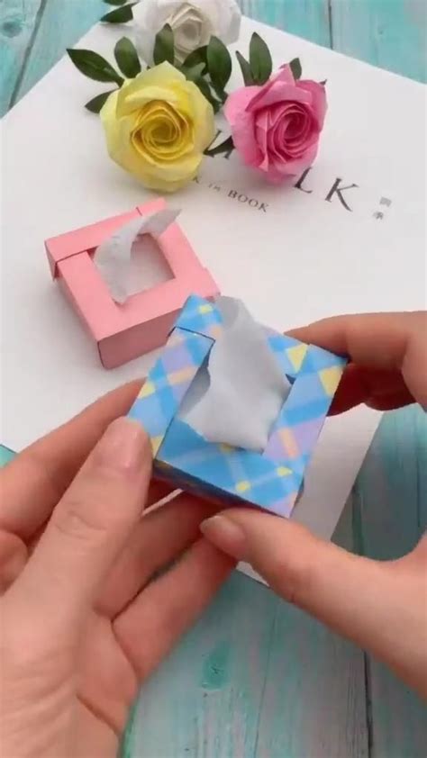 How To Make Mini Paper Tissue Box Paper Craft Idea Paper Crafts Diy Gifts Paper Crafts Diy