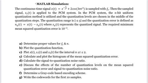 MATLAB Simulation The Continuous Time Signal Chegg Com