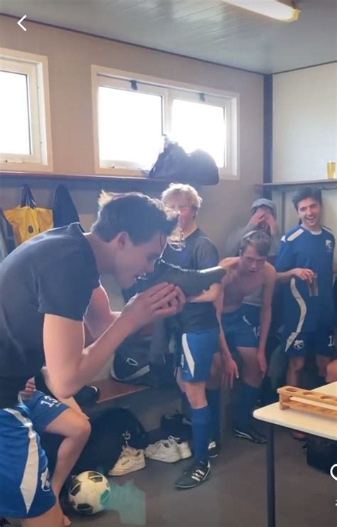 Straight Soccer Player Drinks Beer From His Shoes 2