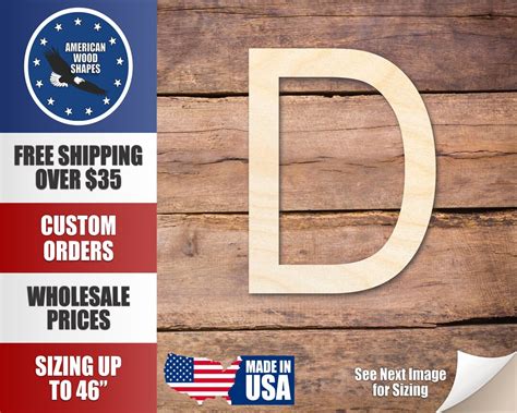 Unfinished Wood Arial Letter D Shape Craft Up To 36 Diy Etsy