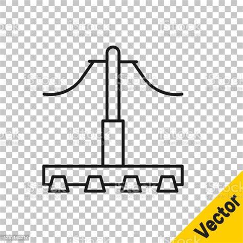 黑線鐵路圖標隔離在透明背景上鐵路架空線路接觸線向量向量圖形及更多交通圖片 交通 剪裁圖 圖示 Istock