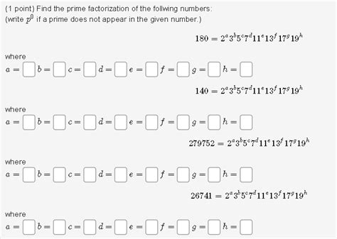 Solved Point Find The Prime Factorization Of The Chegg