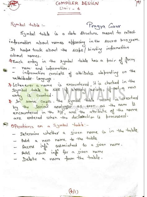 Compiler Design Unit 4 Pdf