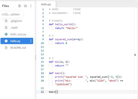 solved hello py files 1 name fixme fixme assignment