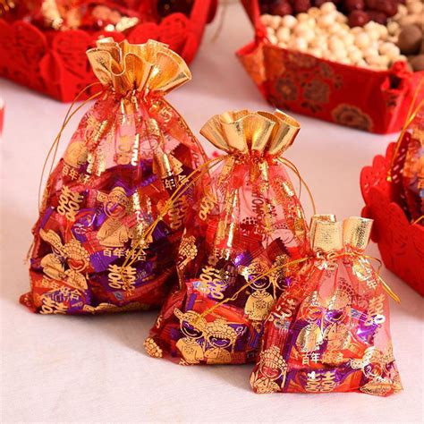 Sỉ 100c Túi Voan Dây Rút đựng Bánh Kẹo Hỷ đám Hỏi Túi Lưới đựng