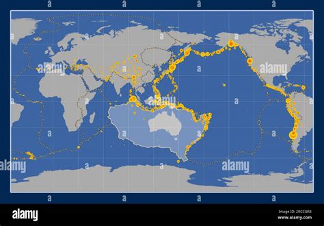 Shape Of The Australian Tectonic Plate On The Solid Contour Map In The Compact Miller Projection