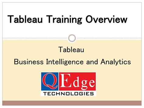 Tableau Business Intelligence And Analytics Pptx