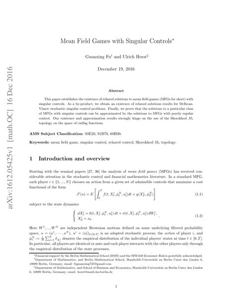 Pdf Mean Field Games With Singular Controls
